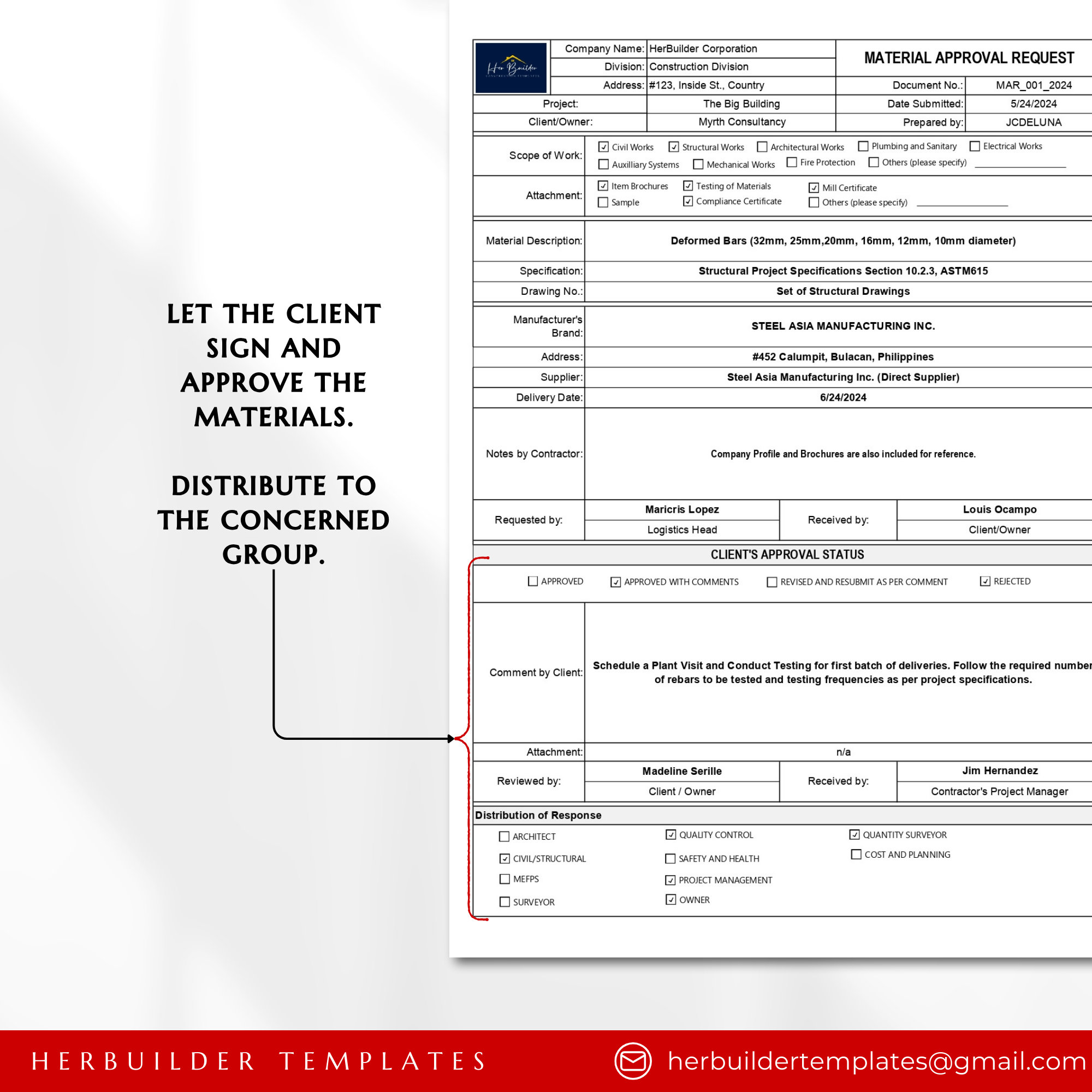 Material Approval Request Form, Construction Material Approval Form ...