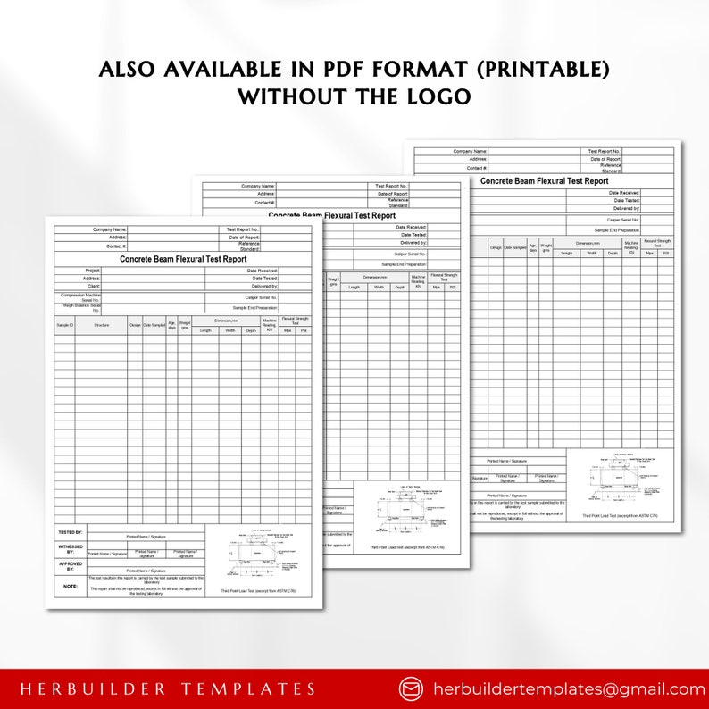 Concrete Beam Flexural Test Report Form, Three-point Loading Test of ...