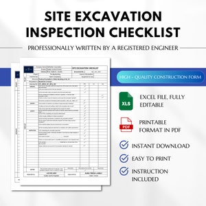Site Excavation Inspection Checklist, Site Works Checklist, Backfilling ...