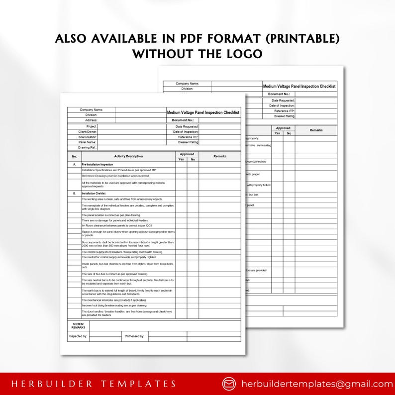 Medium Voltage Panel Inspection Checklist, MV Panel Checklist ...