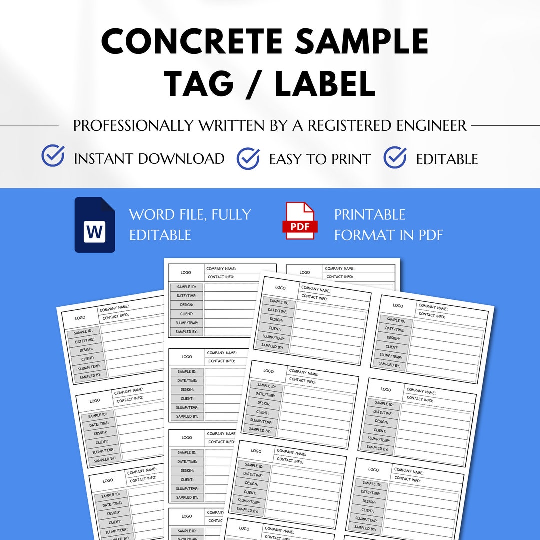 Concrete Sample Tag and Label, Concrete Sampling, Concrete Cylinder ...
