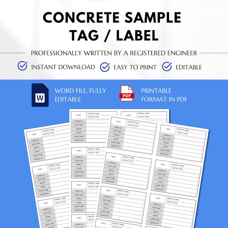 Concrete Sample Tag and Label, Concrete Sampling, Concrete Cylinder ...
