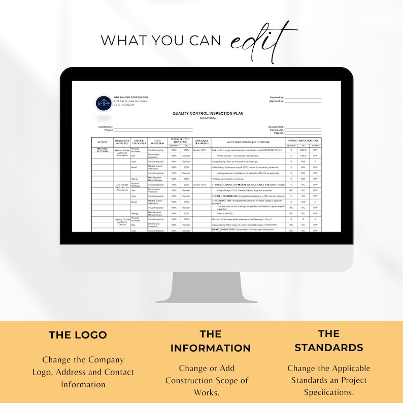 Quality Control Inspection Plan Template for Electrical Works ...