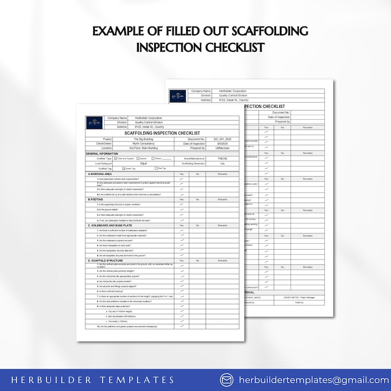 Scaffolding Inspection Checklist, Scaffolding System, Scaffolding ...
