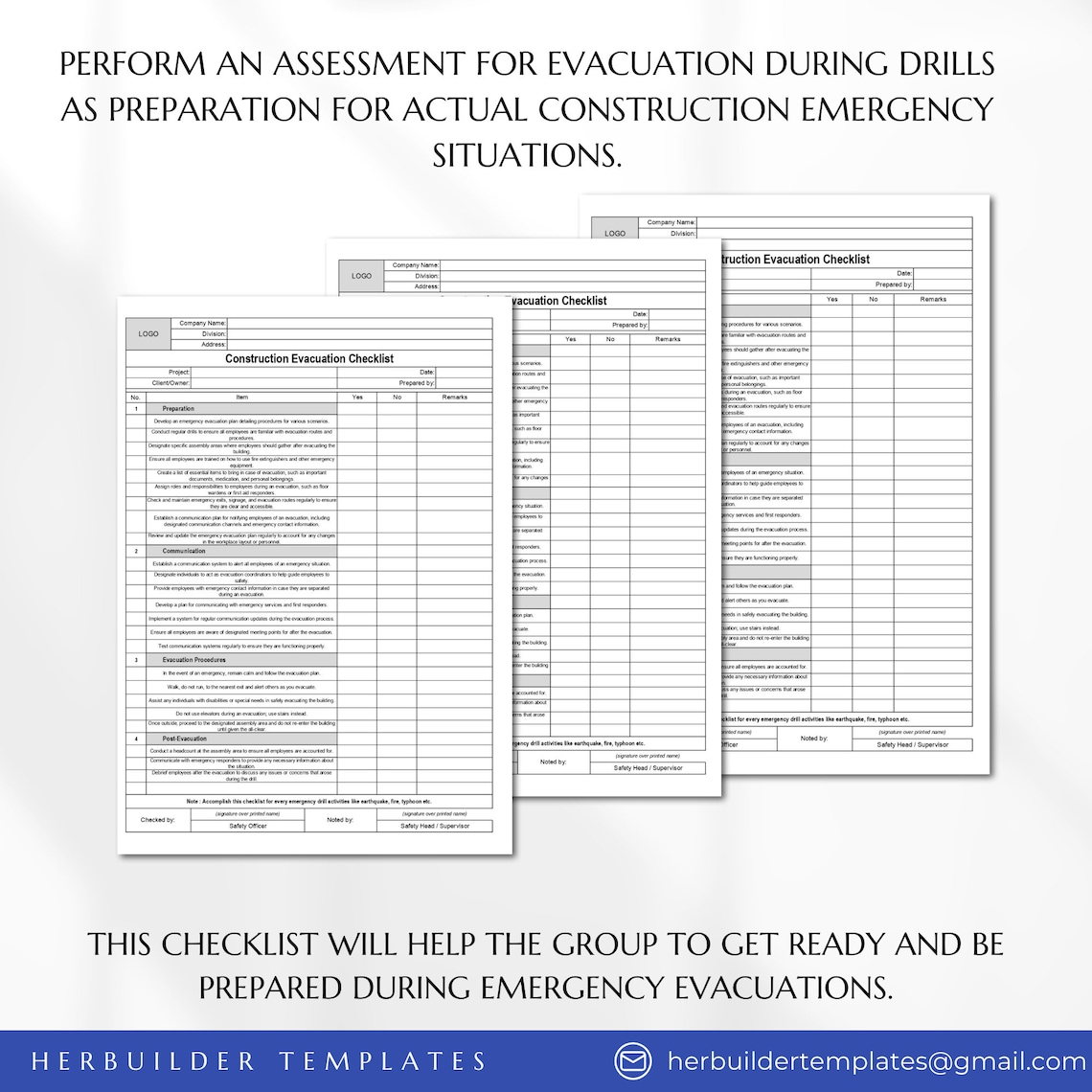Construction Evacuation Checklist, Emergency Evacuation Procedure ...