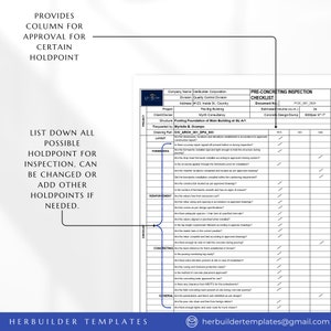 Pre-pouring Inspection Checklist Form, Pre-concreting Checklist ...