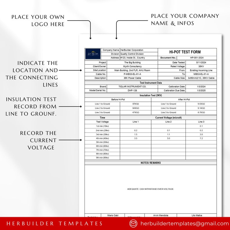 Hi-pot Test Form, High Potential Testing, Diaelectric Withstand Test ...