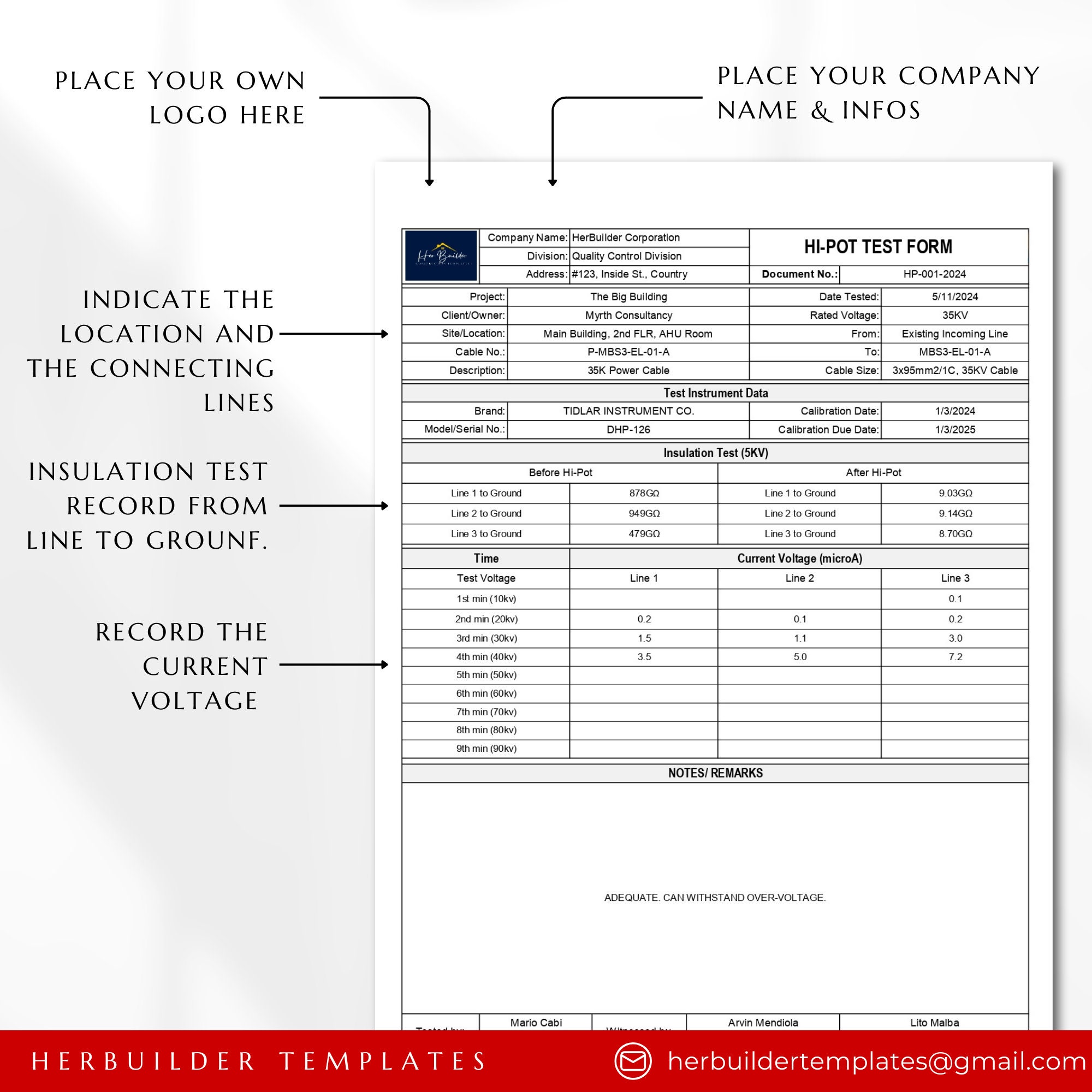 Hi-pot Test Form, High Potential Testing, Diaelectric Withstand Test ...