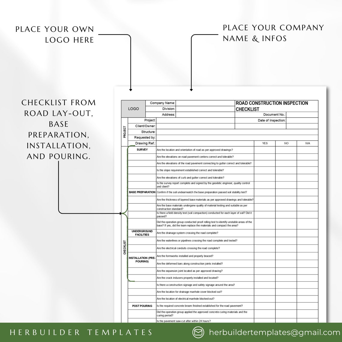 Road Construction Inspection Checklist, Pavement Inspection, Land ...