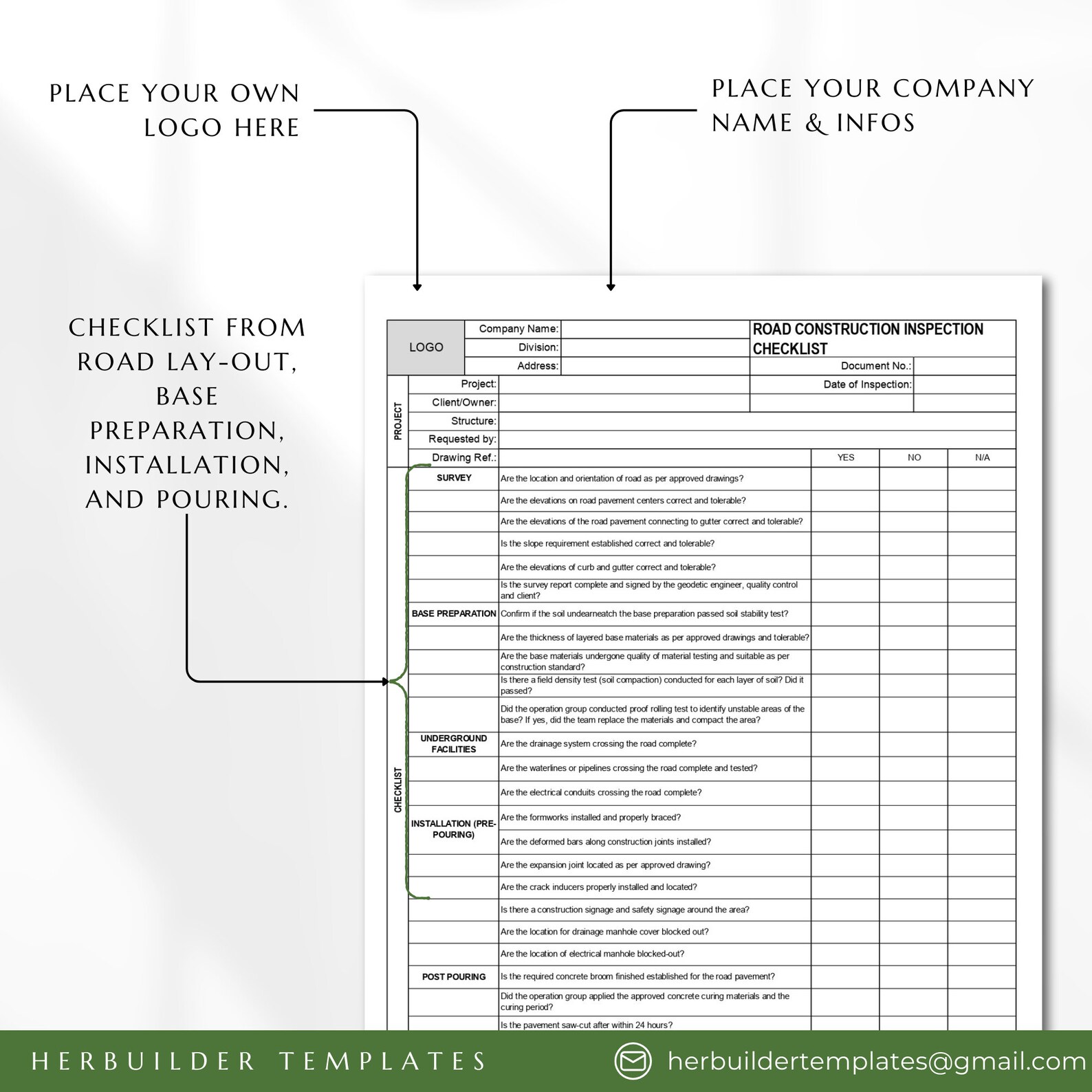 Road Construction Inspection Checklist, Pavement Inspection, Land ...