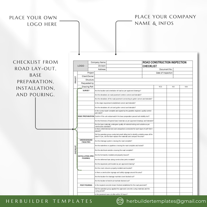 Road Construction Inspection Checklist, Pavement Inspection, Land ...