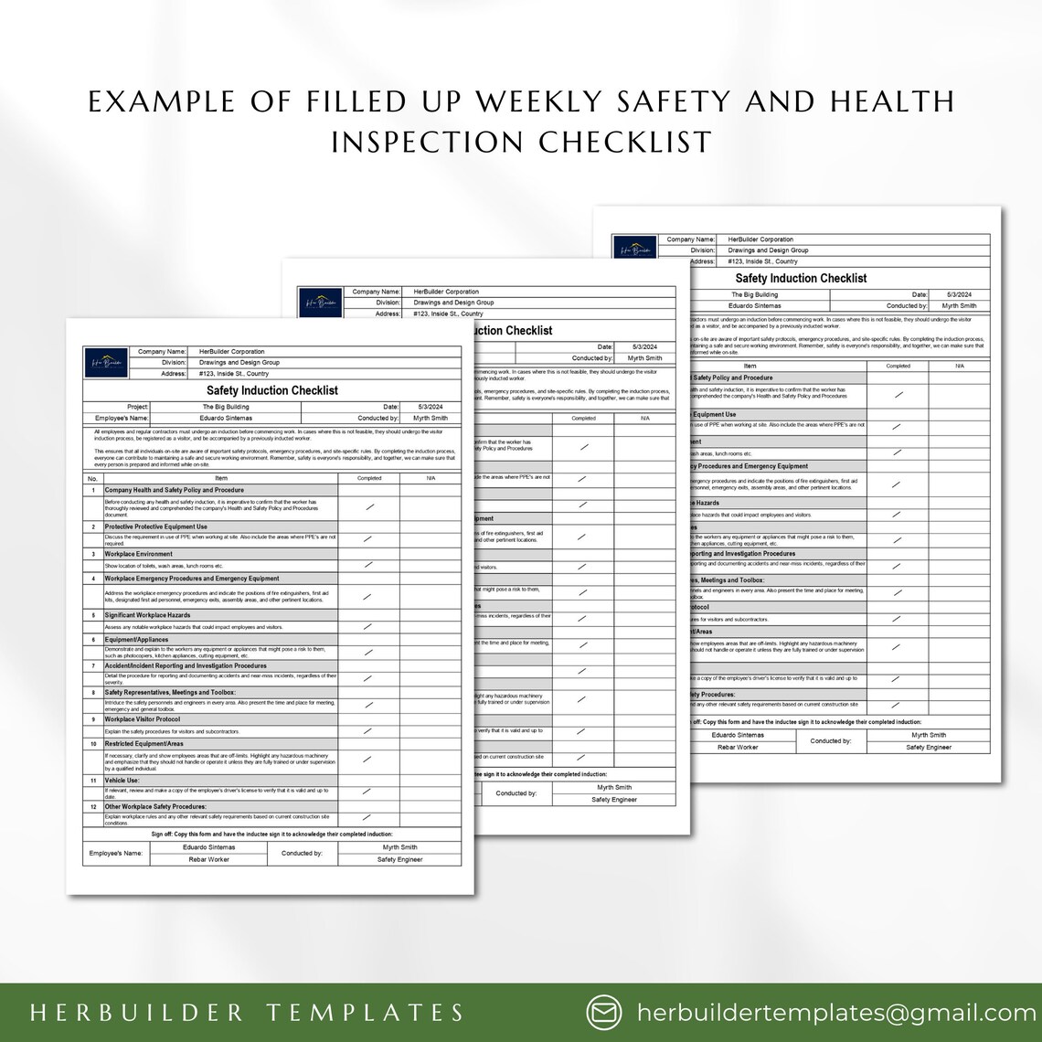 Construction Safety Induction Checklist, Safety Orientation Form ...