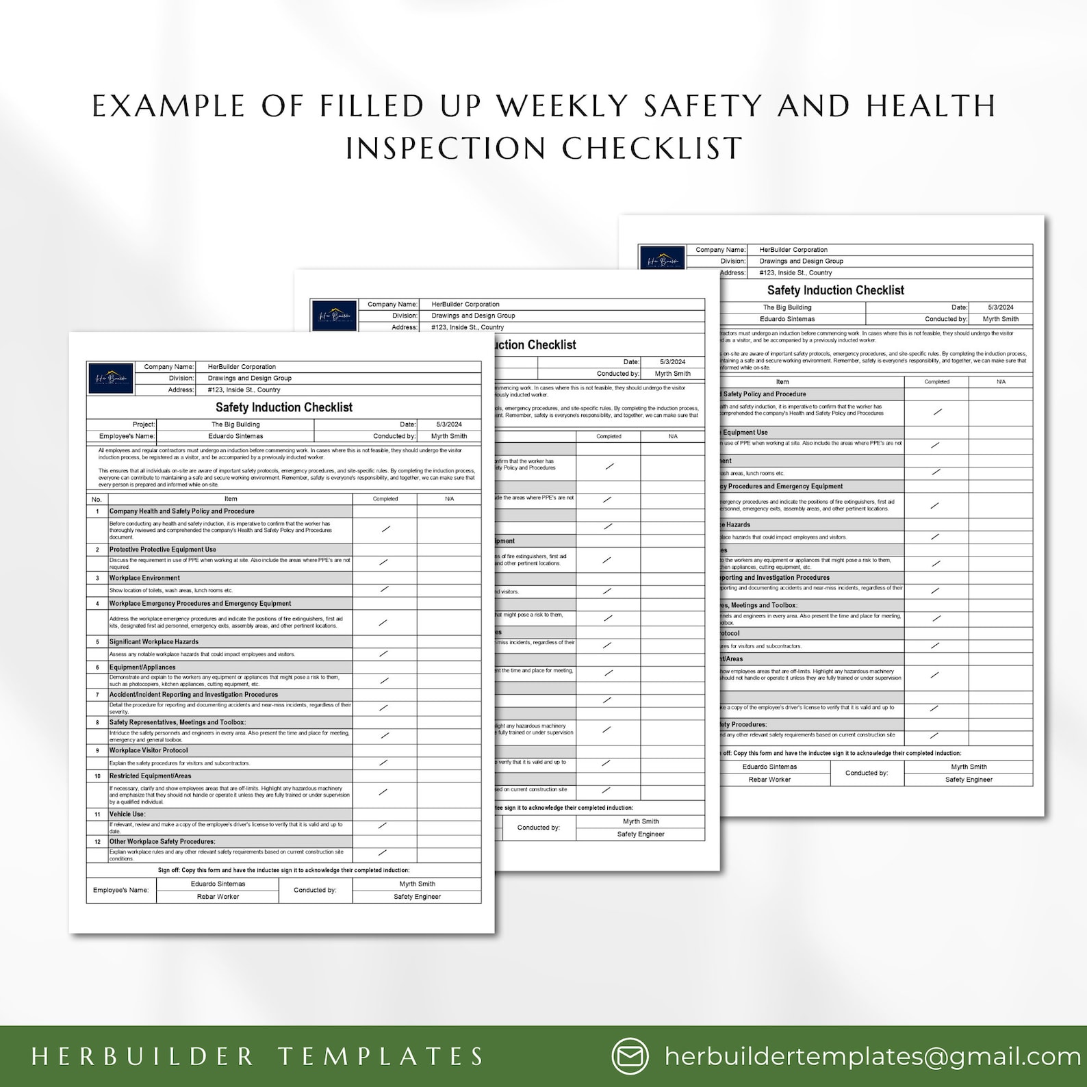 Construction Safety Induction Checklist, Safety Orientation Form ...