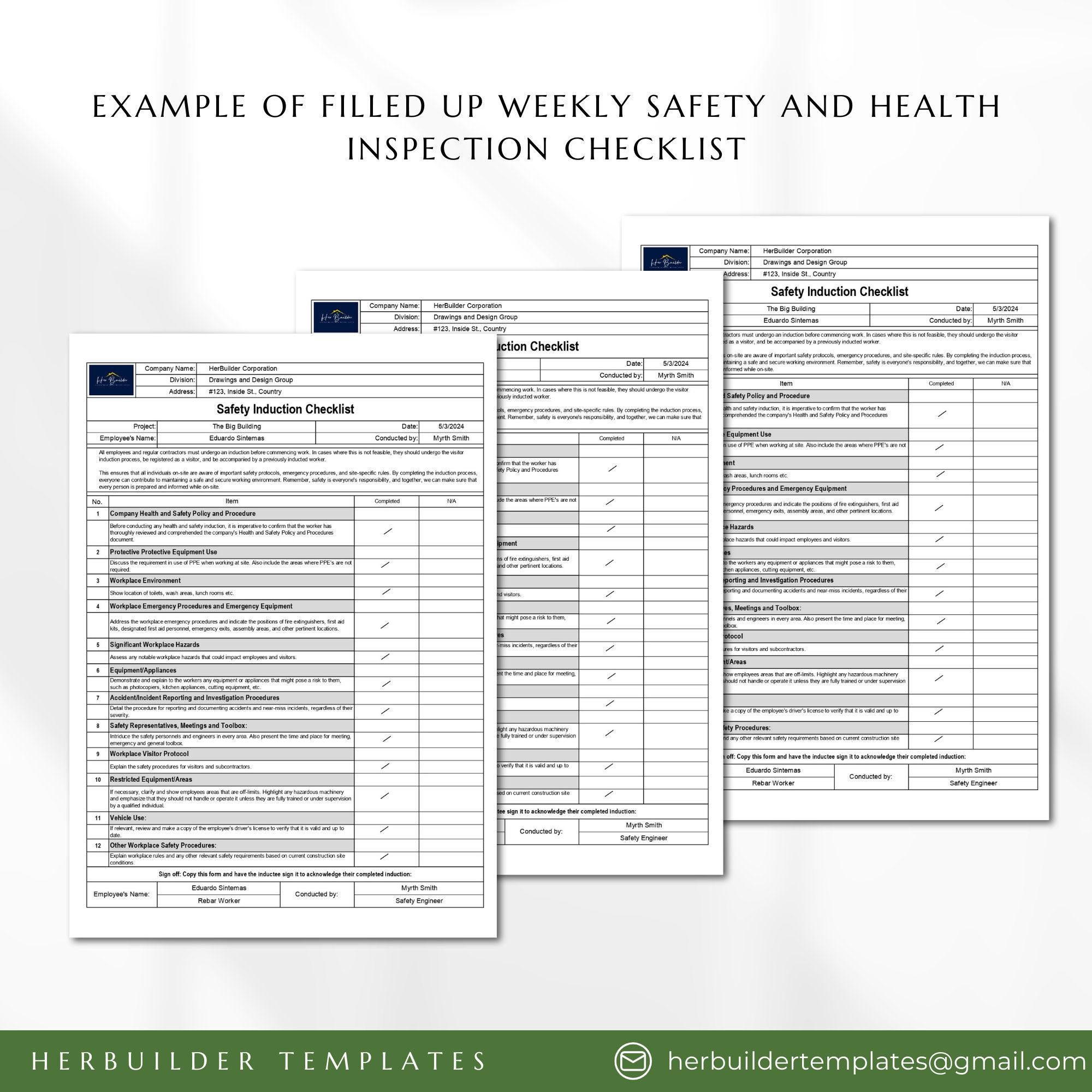 Construction Safety Induction Checklist, Safety Orientation Form ...