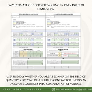 Concrete Estimate Calculator, Project Estimate Template, Construction ...