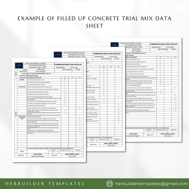 Formworks Inspection Checklist, Shutter Inspection, Formworks Before ...