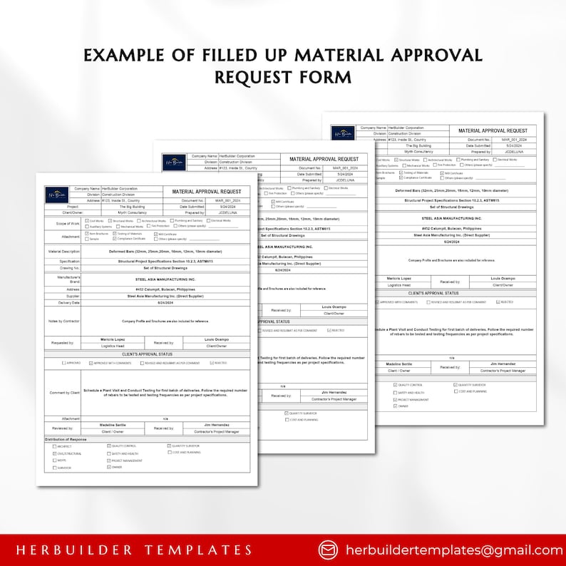 Material Approval Request Form, Construction Material Approval Form ...