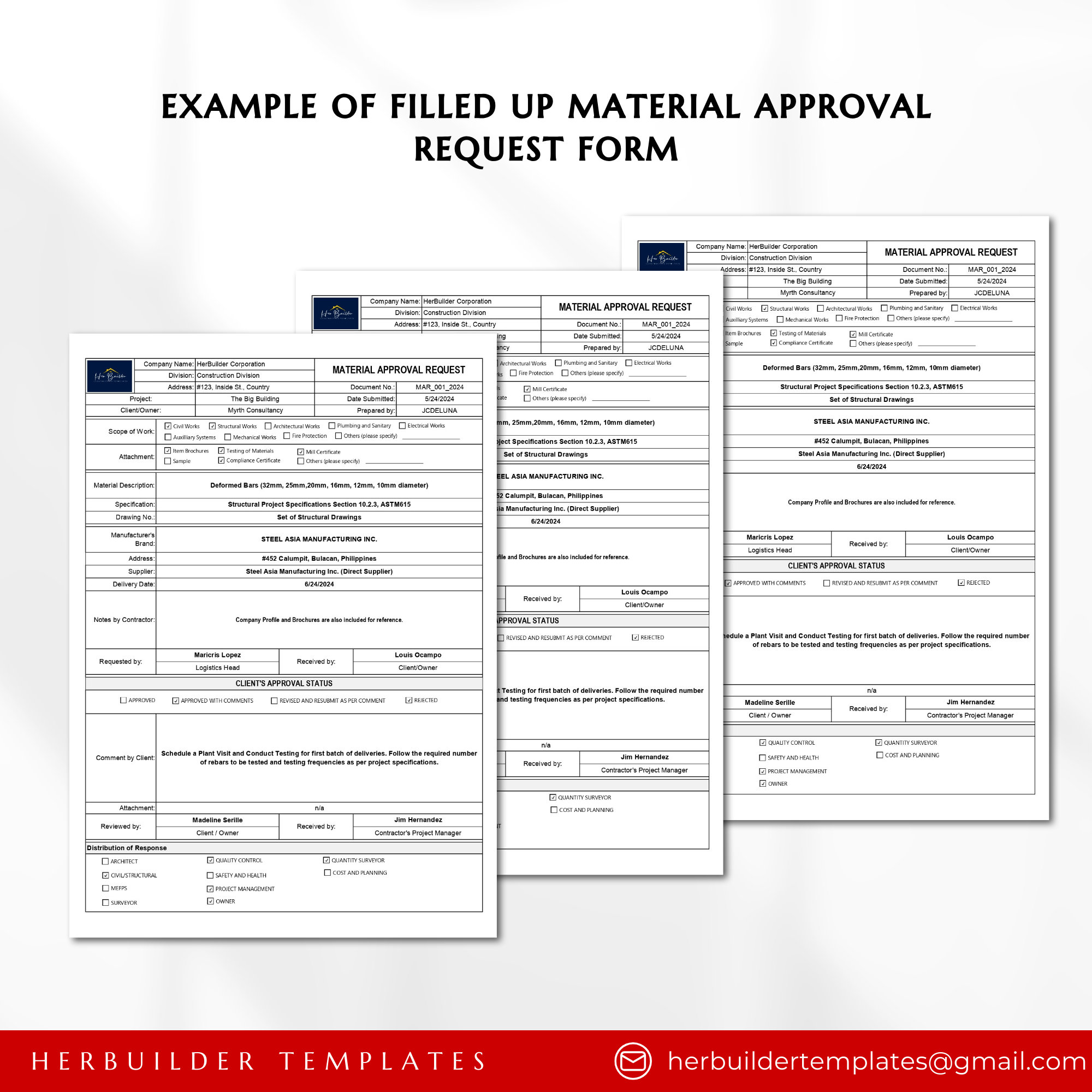Material Approval Request Form, Construction Material Approval Form, Material Sample Sheet ...