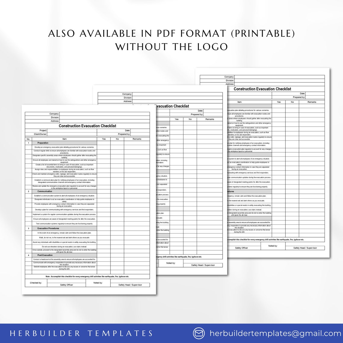 Construction Evacuation Checklist, Emergency Evacuation Procedure ...
