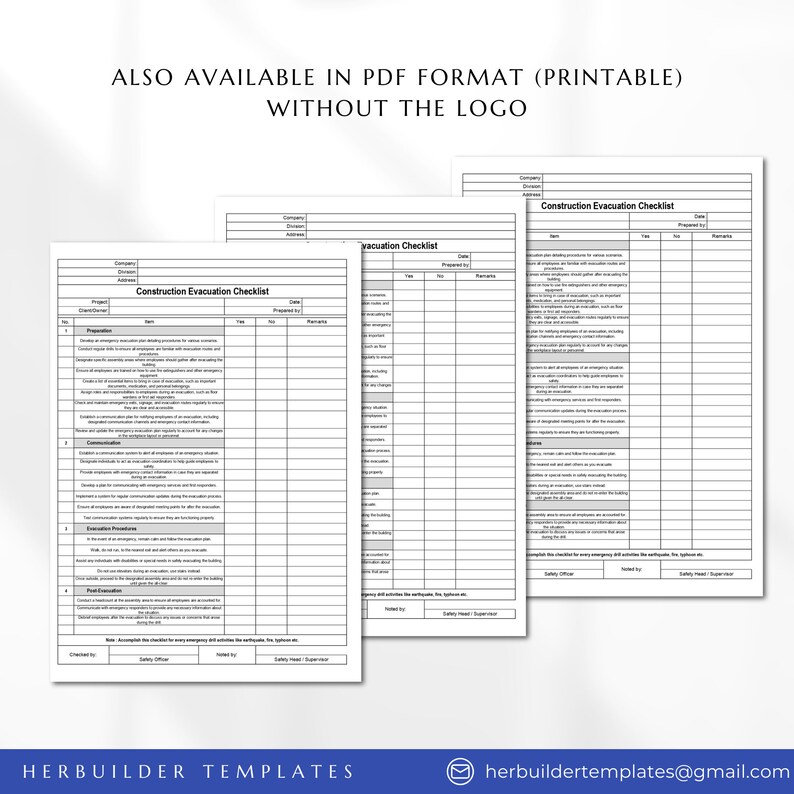 Construction Evacuation Checklist, Emergency Evacuation Procedure ...