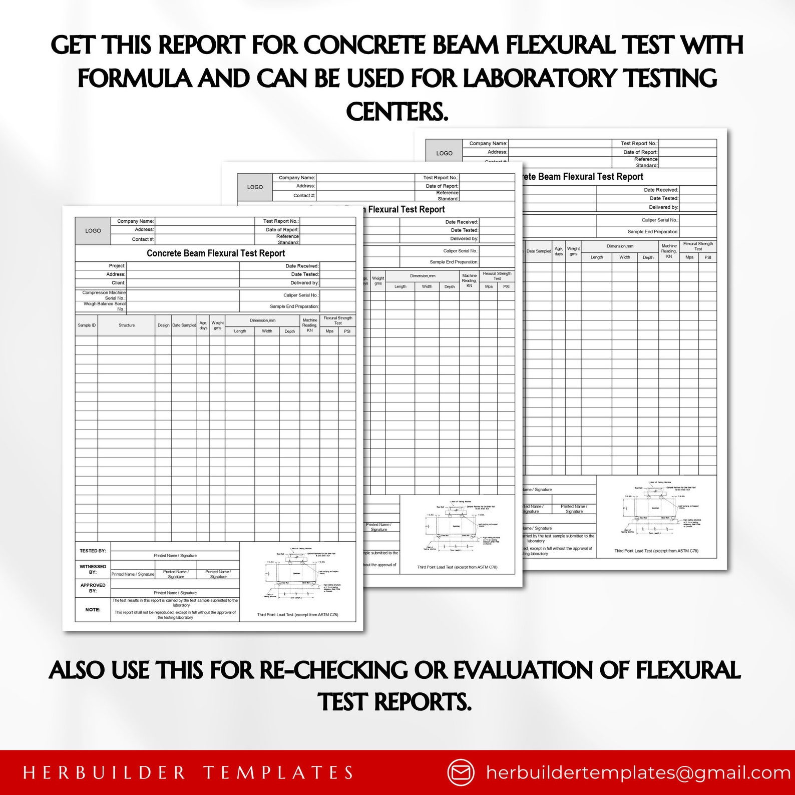 Concrete Beam Flexural Test Report Form, Three-point Loading Test of ...