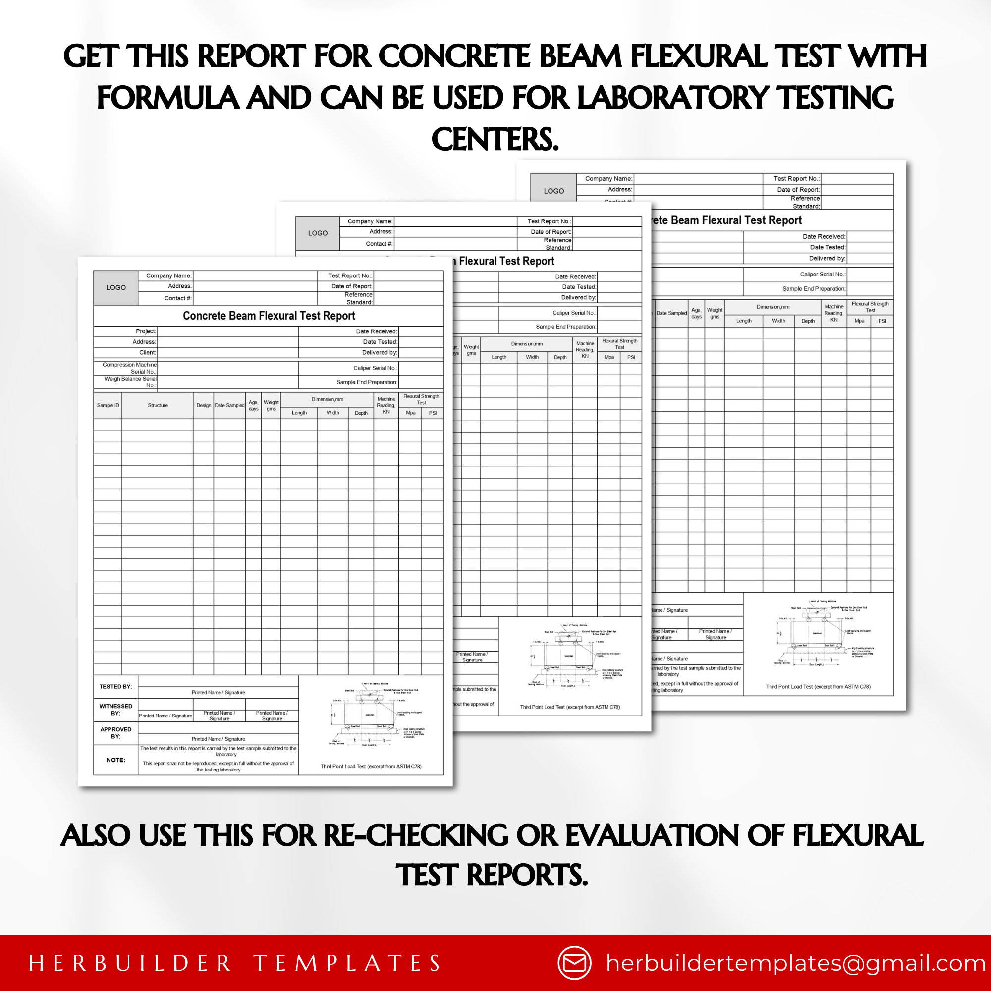 Concrete Beam Flexural Test Report Form, Three-point Loading Test of ...