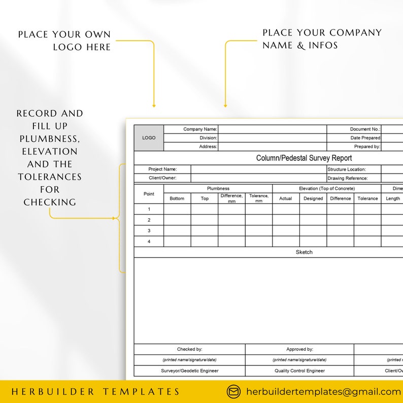Column and Pedestal Survey Report Form, Geodetic Engineer's Form ...