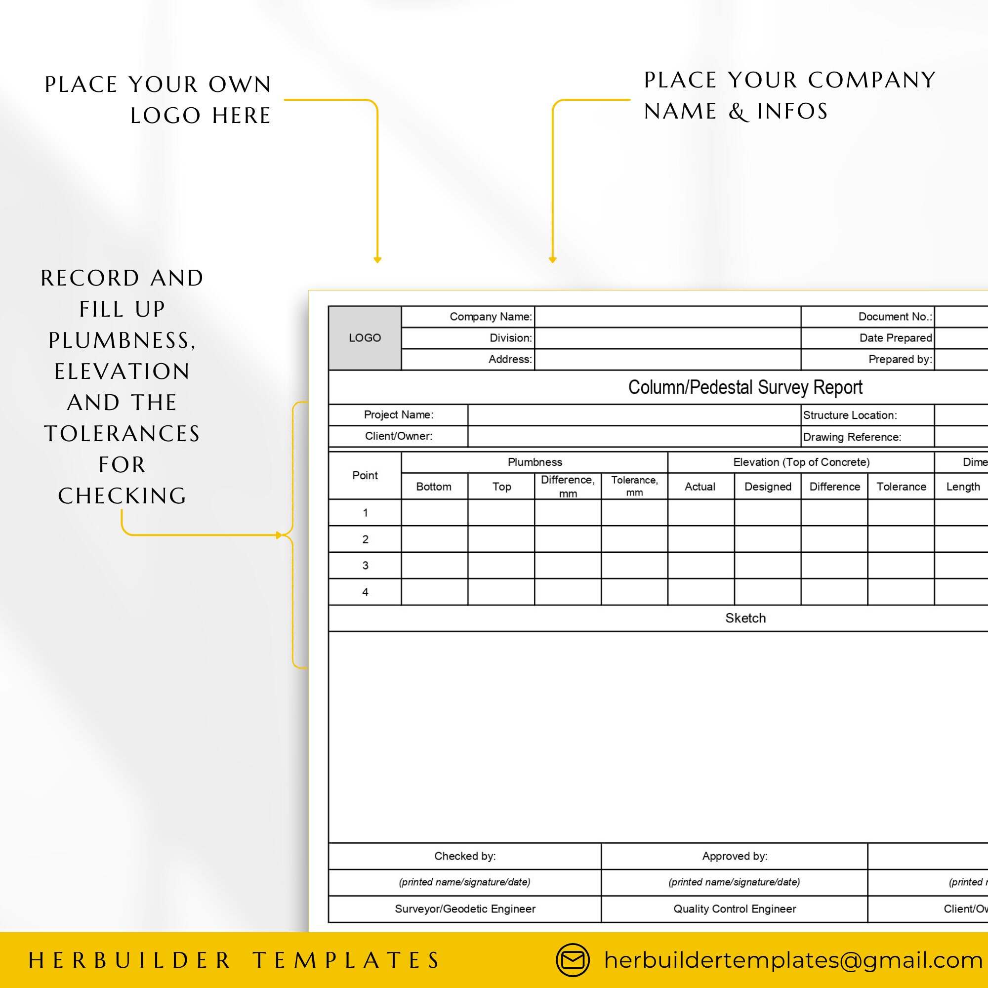 Column and Pedestal Survey Report Form, Geodetic Engineer's Form ...