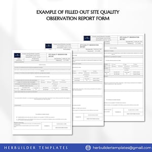 Site Quality Observation Report Form, Quality Control Inspection Report ...