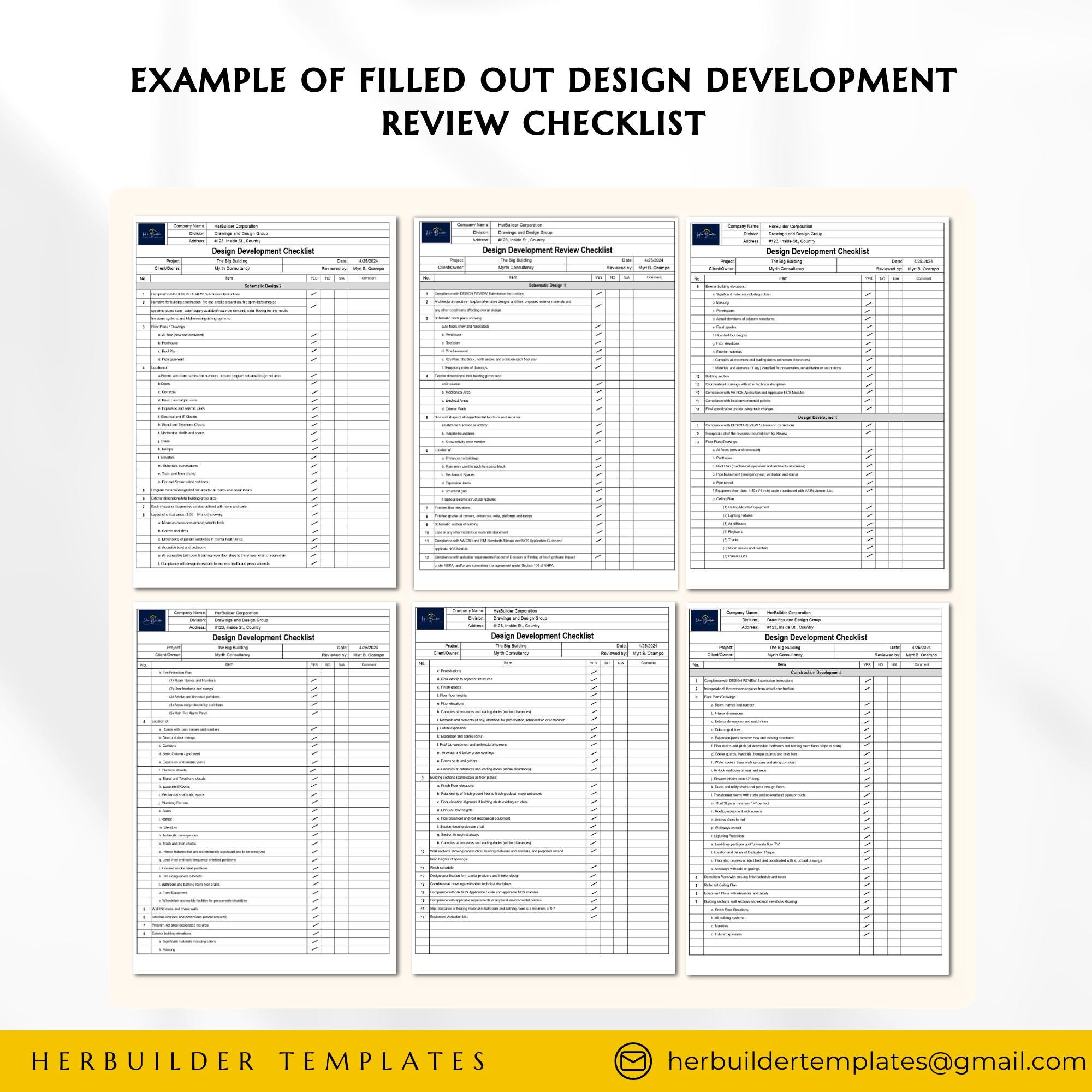 Design Development Review Checklist, Drawing Checklist, Design Progress ...