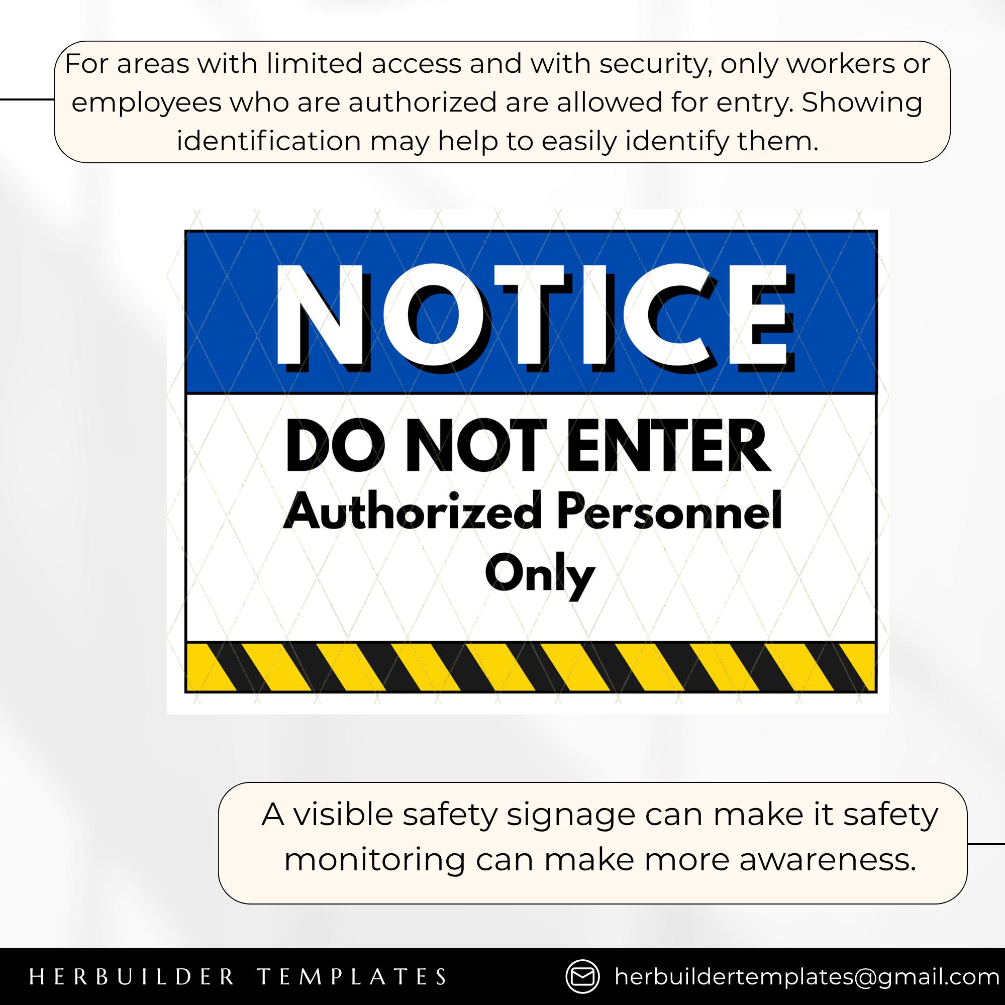 Do Not Enter Authorized Personnel Only, Safety Signage, Construction ...