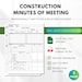 Construction Minutes of Meeting Template, Meeting Form, Meeting ...