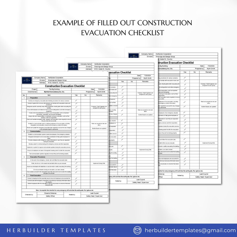 Construction Evacuation Checklist, Emergency Evacuation Procedure ...