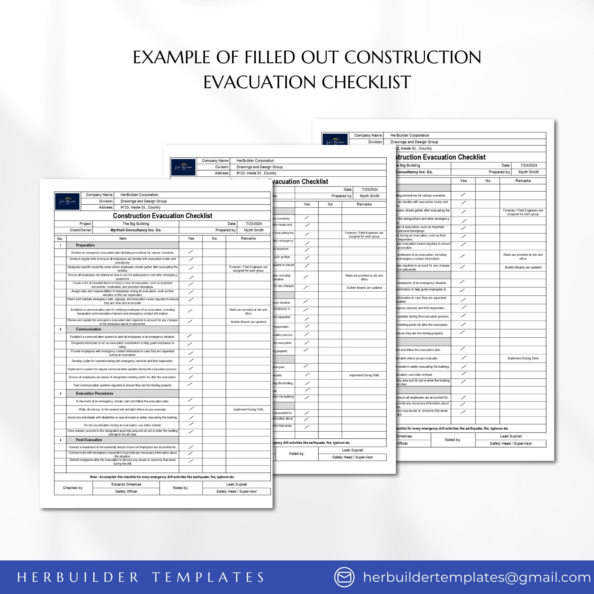 Construction Evacuation Checklist, Emergency Evacuation Procedure ...
