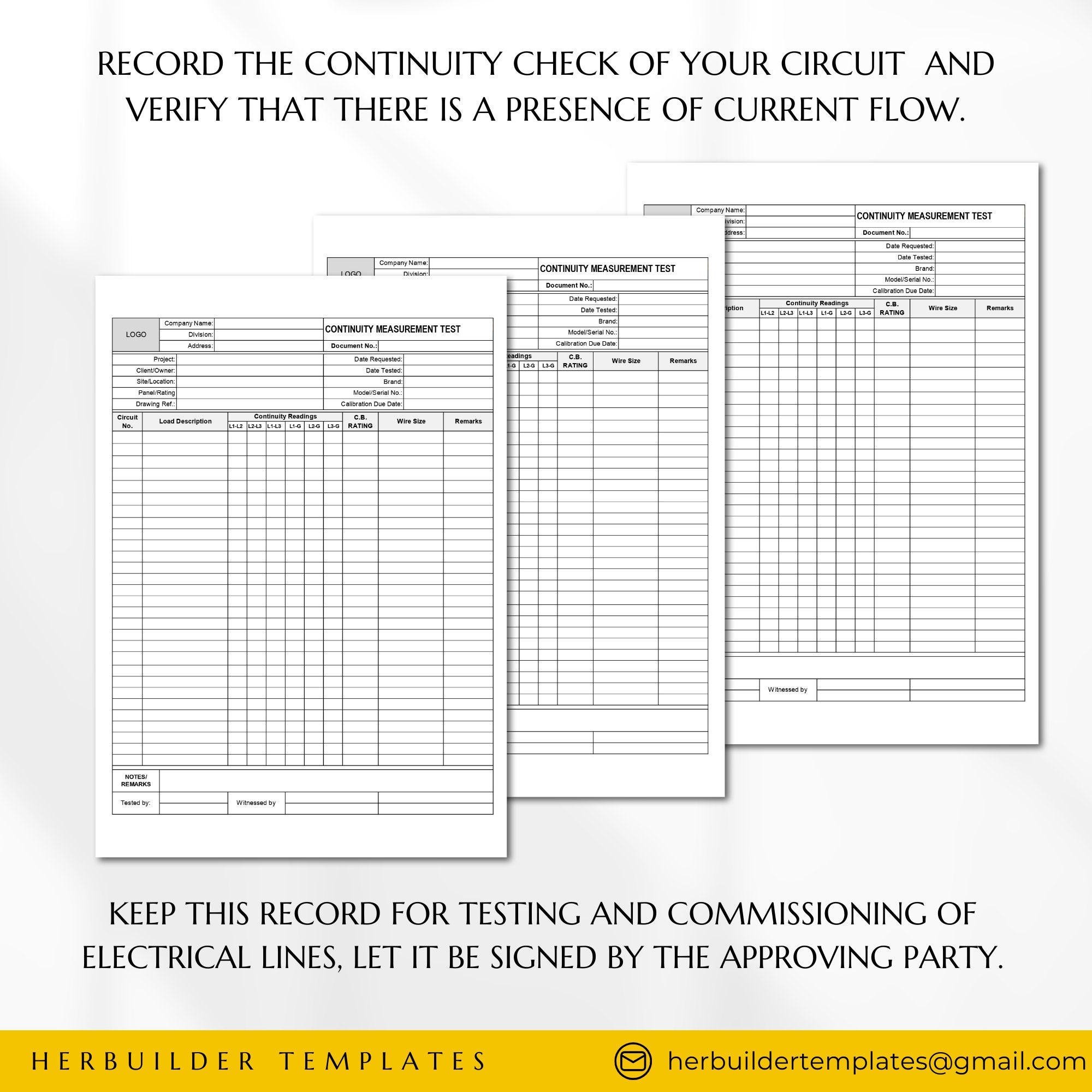 Continuity Test Form, Electrical Testing Template, Testing and ... Continuity Test Form, Electrical Testing Template, Testing and ...