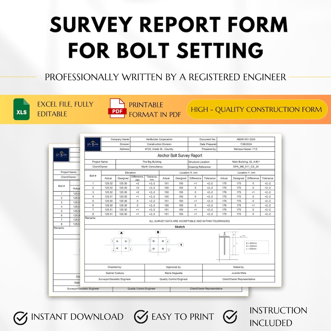 Anchor Bolt Setting Survey Report Form, Cast - in and Anchor Bolt ...