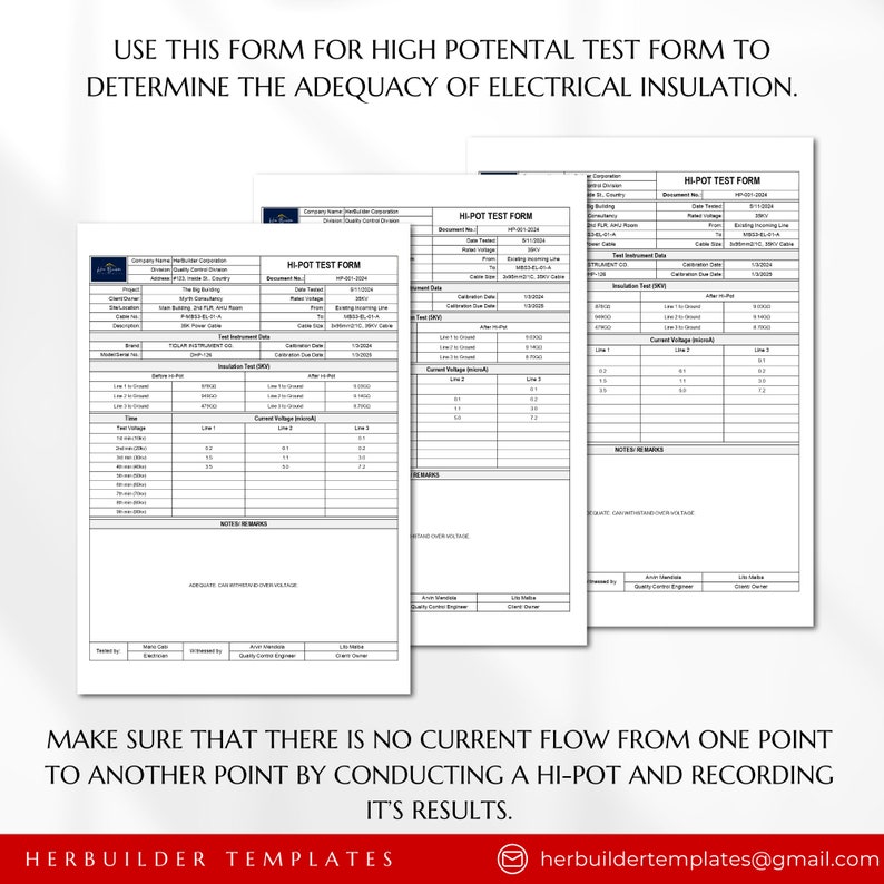 Hi-pot Test Form, High Potential Testing, Diaelectric Withstand Test ...