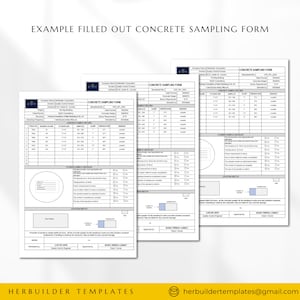 Concrete Sampling Form, Concrete Cylinder Sampling Template, Concrete ...