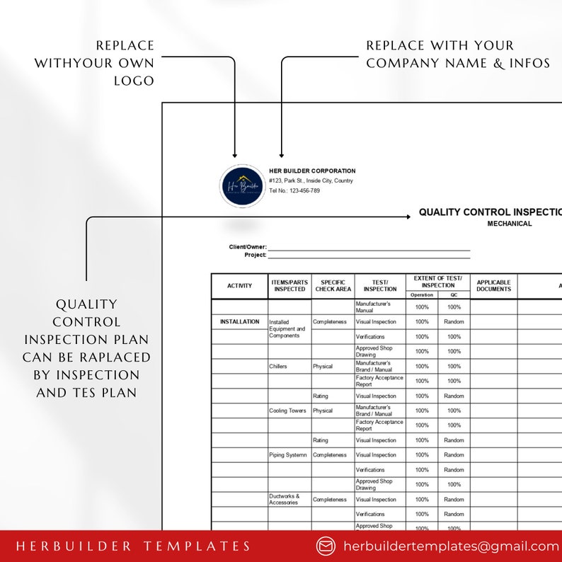 Quality Control Inspection Plan Template for Mechanical Works ...