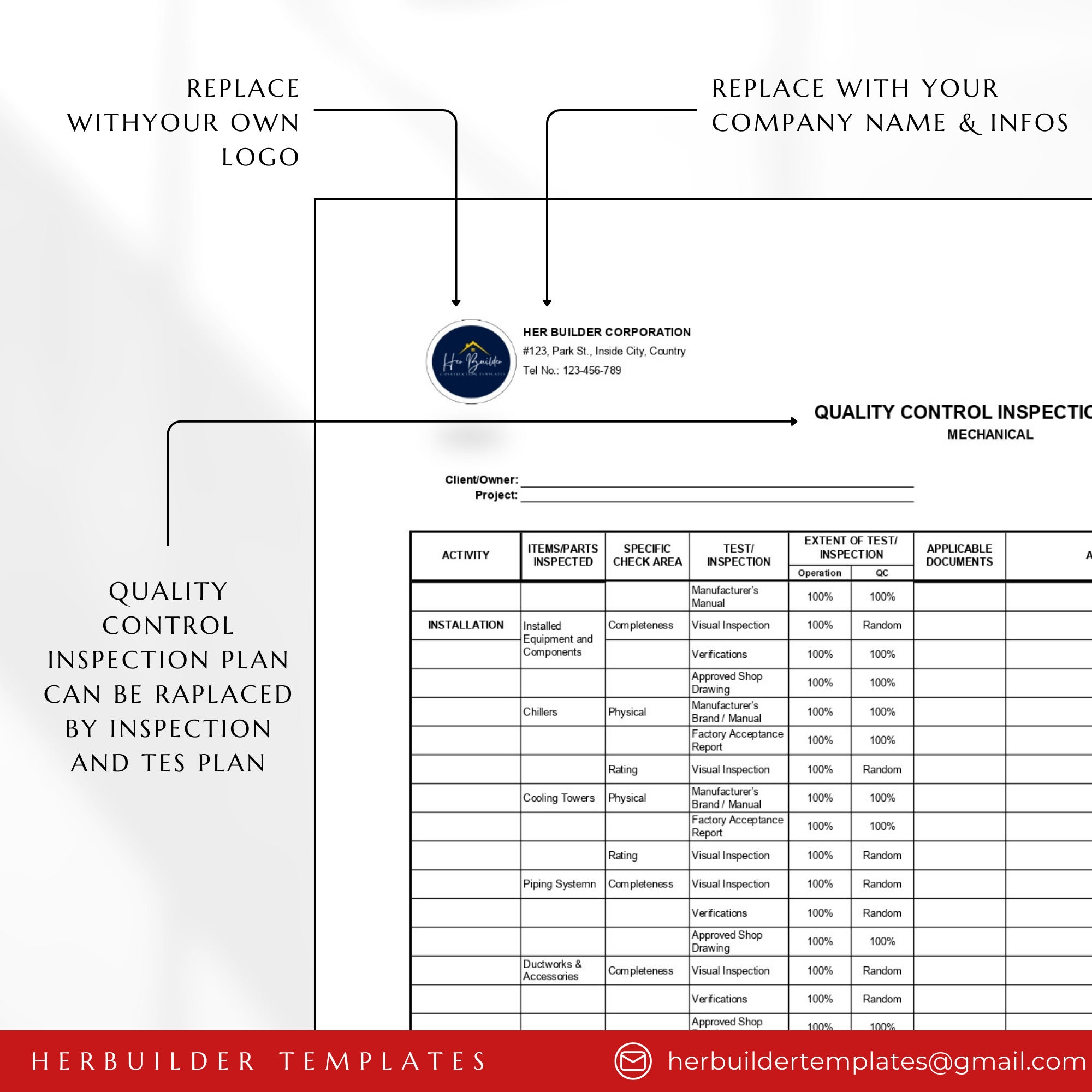 Quality Control Inspection Plan Template for Mechanical Works ...