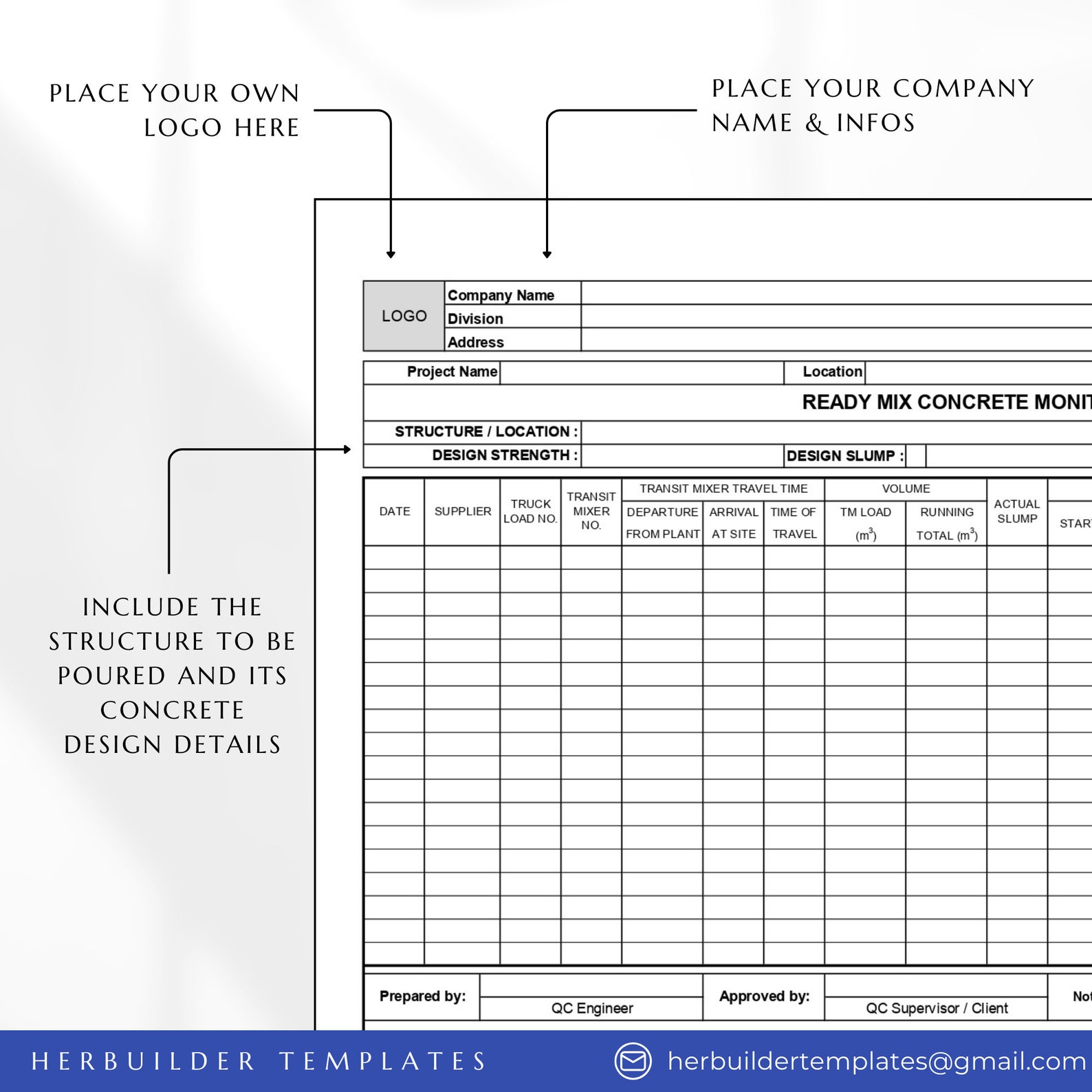 Ready Mix Concrete Monitoring Form, Concrete Pouring Monitoring Log ...