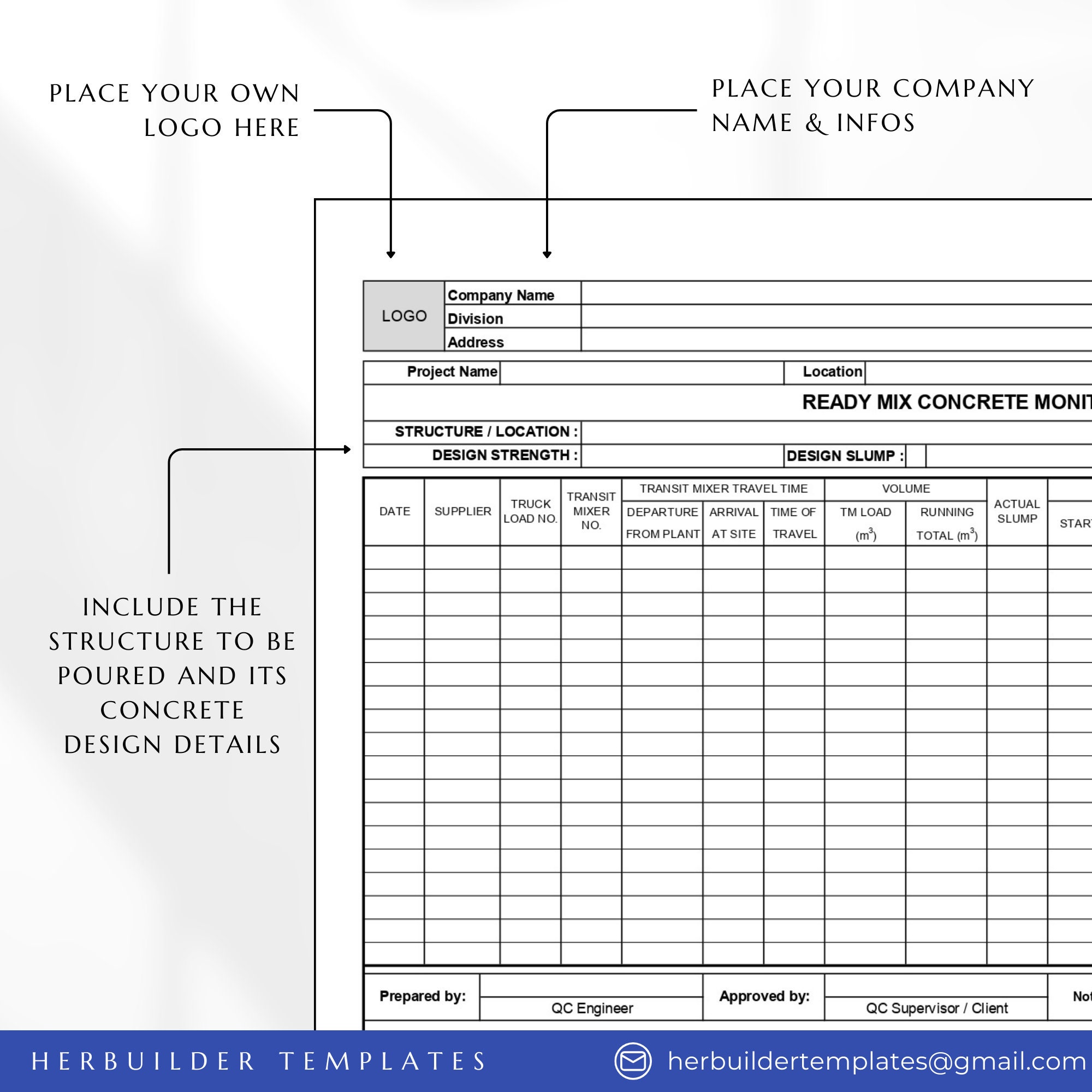 Ready Mix Concrete Monitoring Form, Concrete Pouring Monitoring Log ...