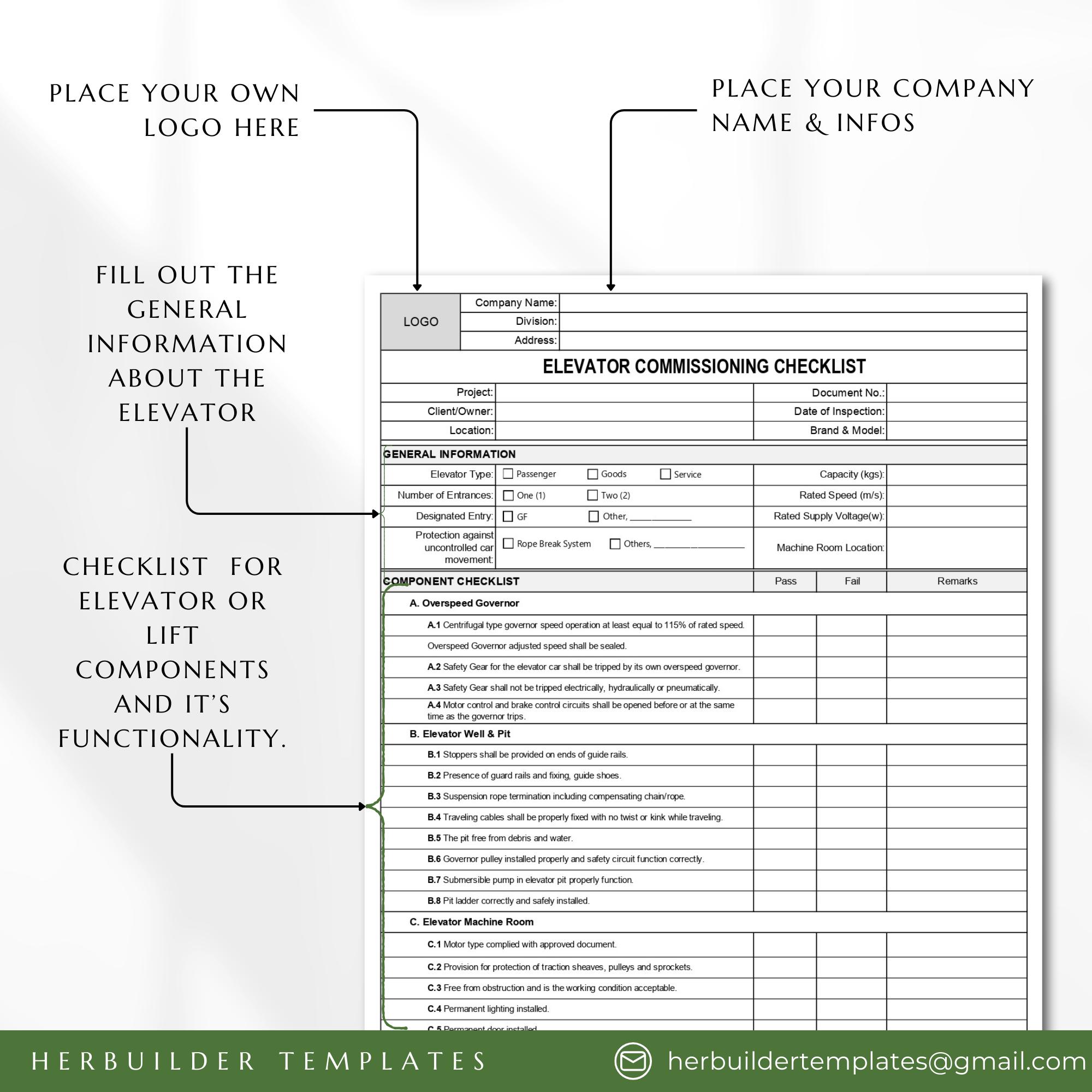 Elevator Commissioning Checklist, Lift Commissioning, Elevator ...