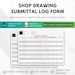 Shop Drawing Submittal Log Form, Drawing Log Submission Record ...