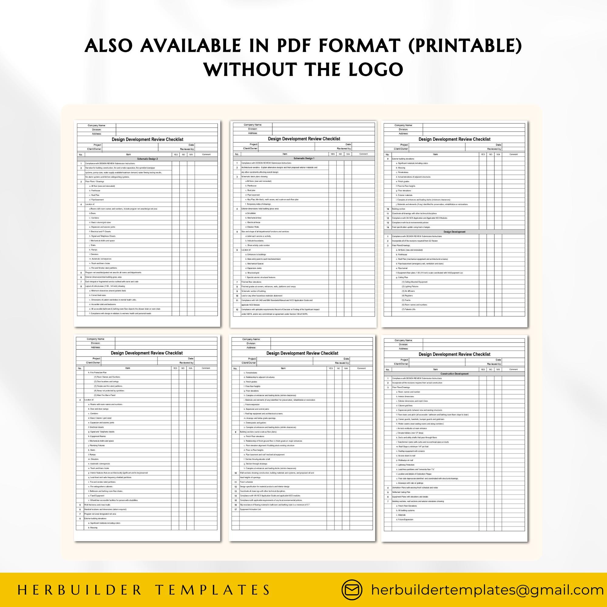 Design Development Review Checklist, Drawing Checklist, Design Progress ...