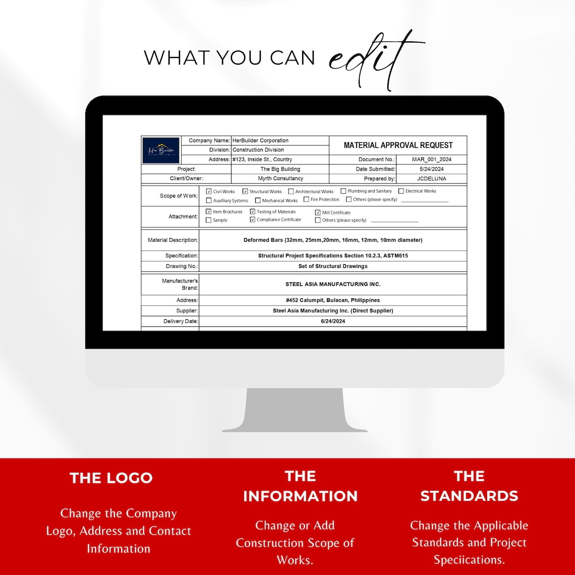 Material Approval Request Form, Construction Material Approval Form ...