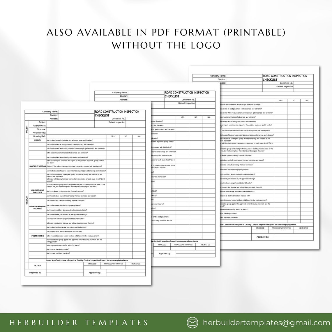 Road Construction Inspection Checklist, Pavement Inspection, Land ...