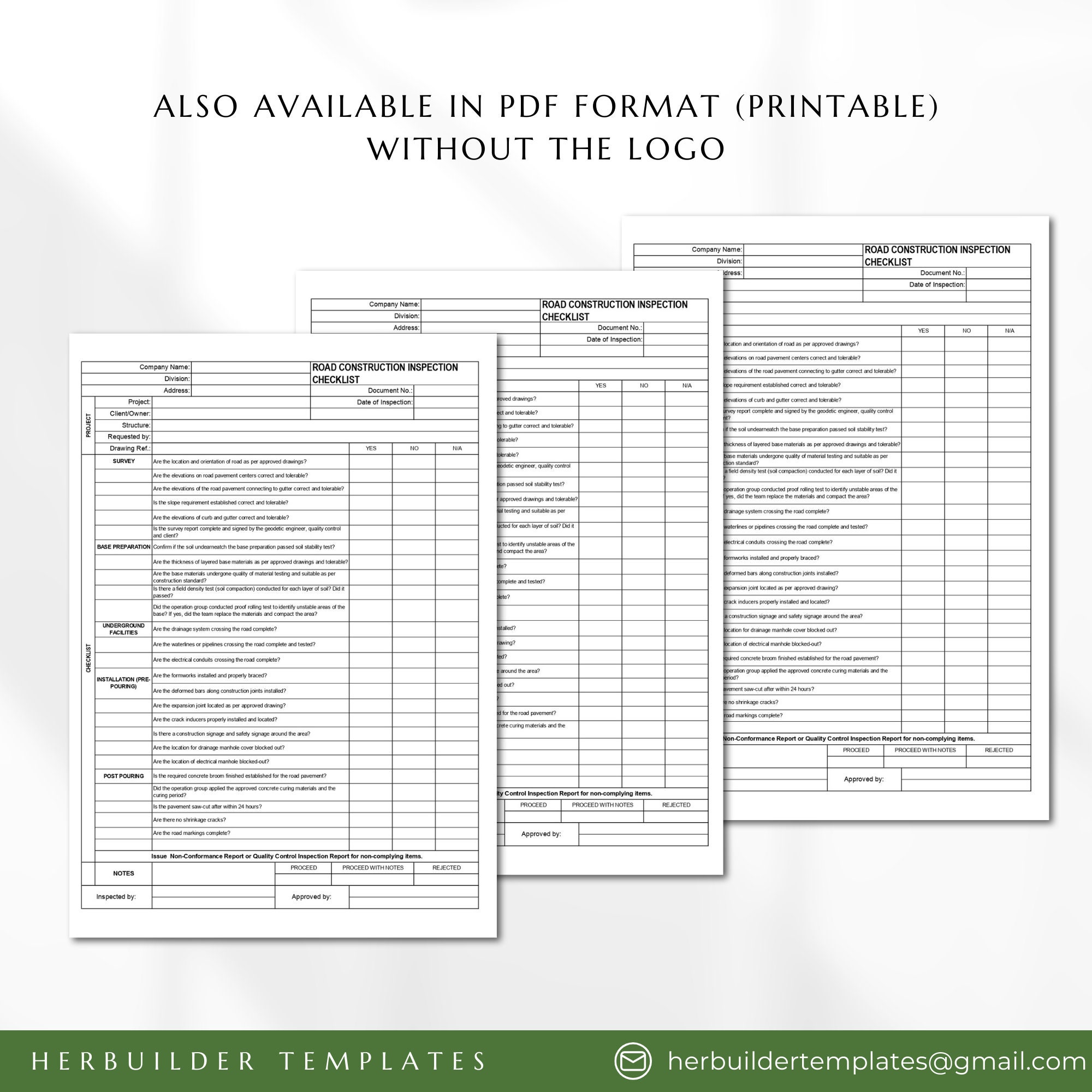 Road Construction Inspection Checklist, Pavement Inspection, Land ...