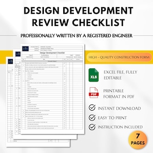 Design Development Review Checklist, Drawing Checklist, Design Progress Checklist, Design ...