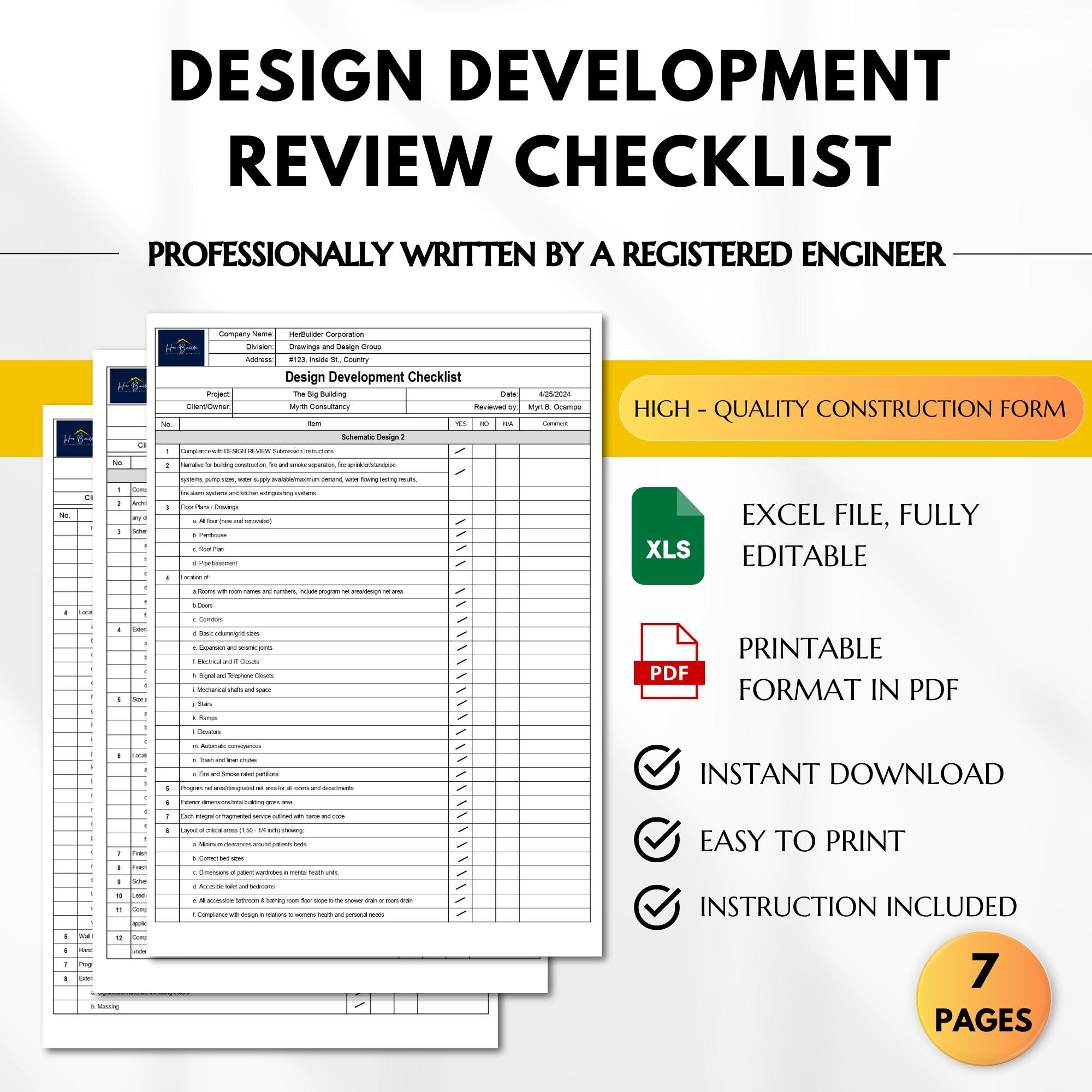 Design Development Review Checklist, Drawing Checklist, Design Progress ...